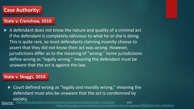 Compare and contrast the Mc Naughtan rule with the Durham rule | PPTX