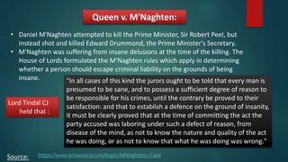 Compare and contrast the Mc Naughtan rule with the Durham rule | PPTX