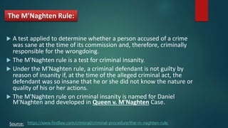 Compare and contrast the Mc Naughtan rule with the Durham rule | PPT