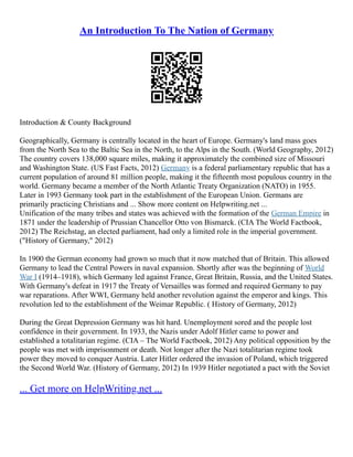 Compare And Contrast The Unification Of Germany, Italy,... | PDF