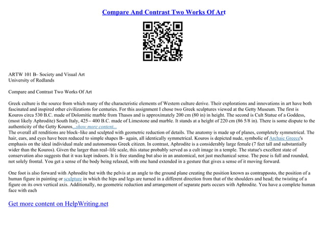 Compare And Contrast Two Works Of Art | PDF