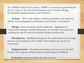 Compare and Contrast ADDIE to Dick and Carey | PPT