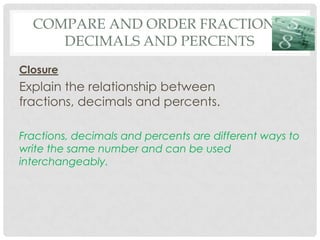 Compare and order_fractions_decimals_and_percents | PPTX