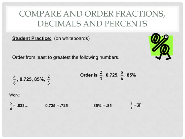 Compare and order_fractions_decimals_and_percents | PPTX | Education