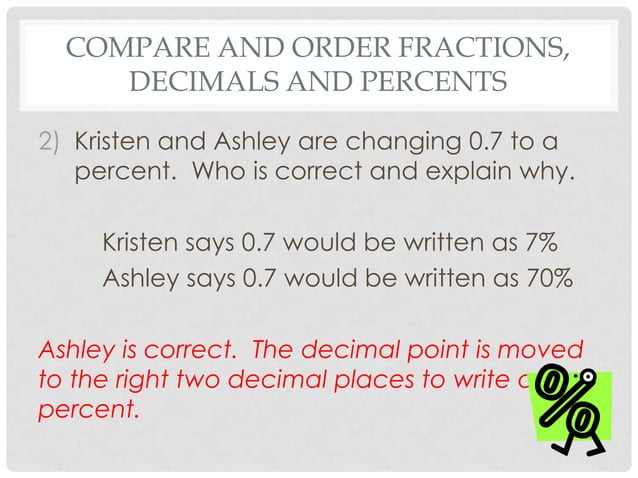Compare and order_fractions_decimals_and_percents | PPTX | Education