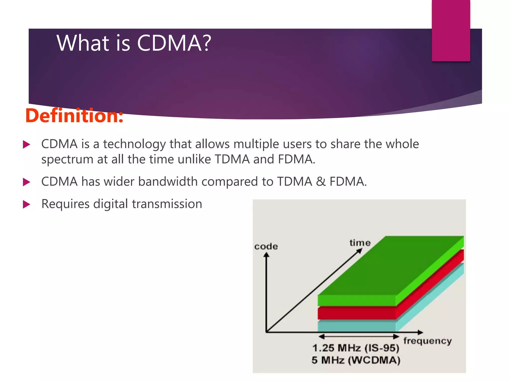 Compare Between CDMA,TDMA and GSM | PPTX
