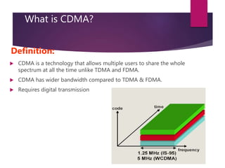 Compare Between CDMA,TDMA and GSM | PPTX