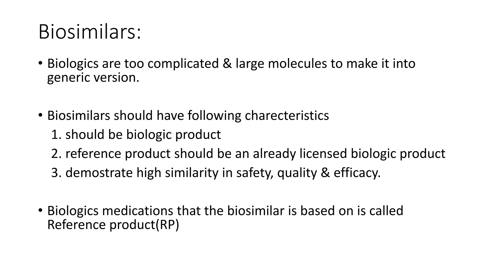 Comparision biologics & biosimilar | PPTX