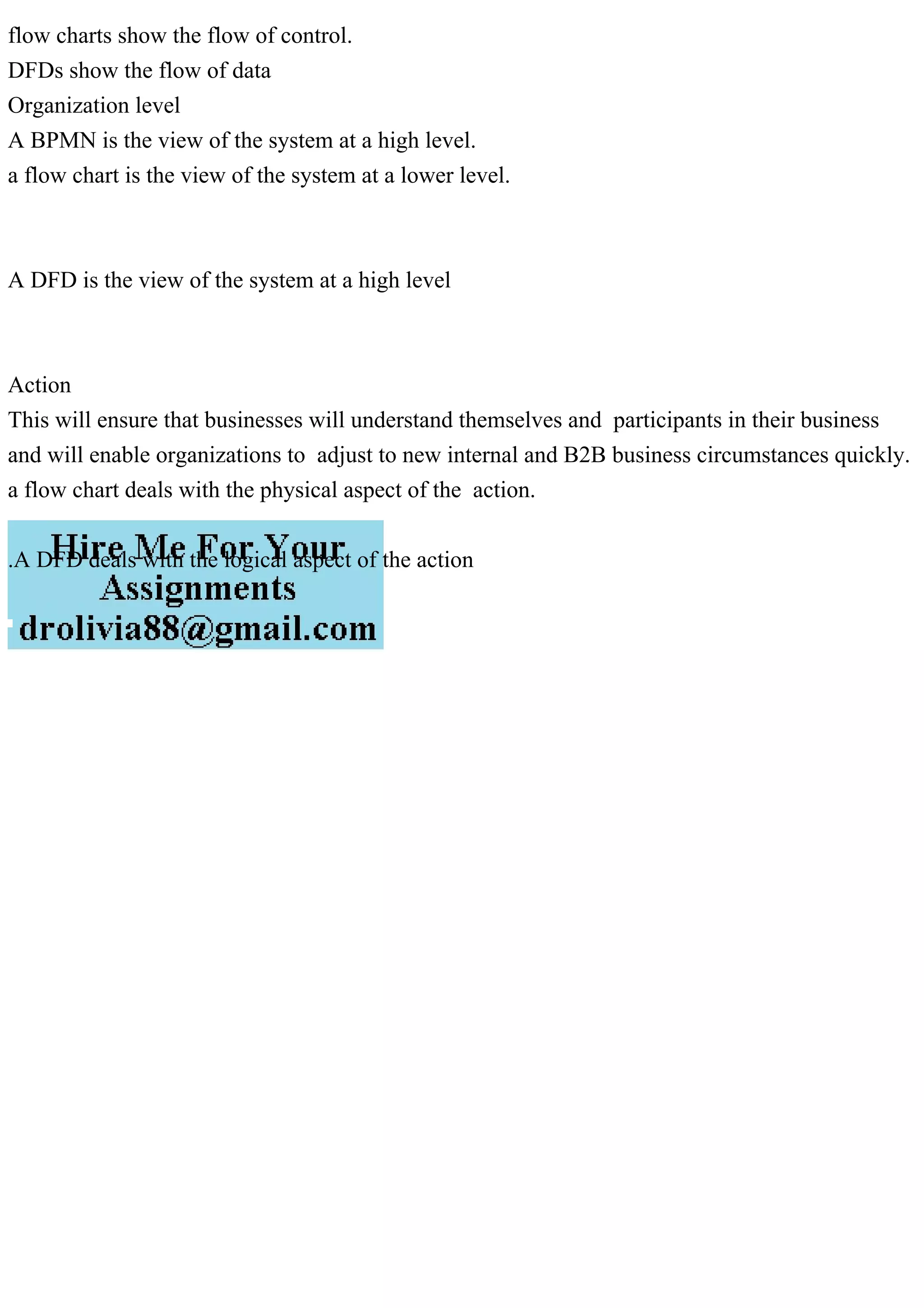 Compare BPMN activity diagrams with flowcharts and DFDs. What is dif.pdf