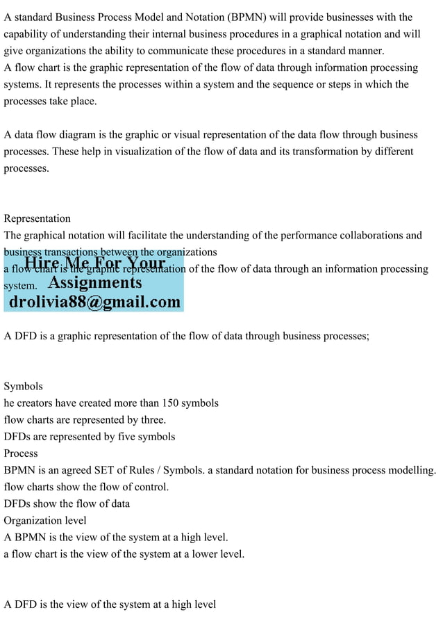 Compare BPMN activity diagrams with flowcharts and DFDs. What is dif.pdf