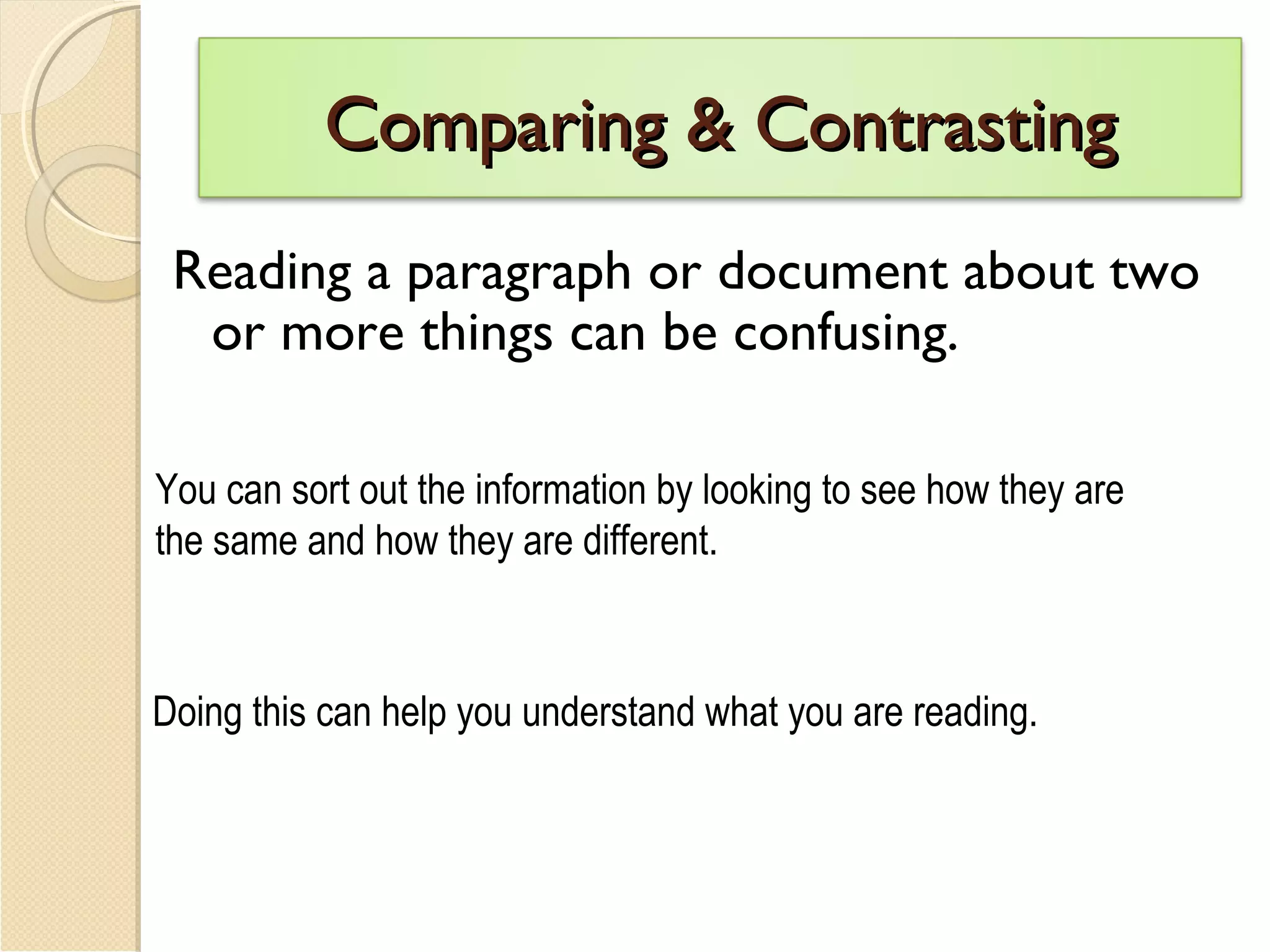 Undersatnding Compare & Contrast in Reading | PPT