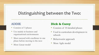 Compare & Contrast ADDIE and Dick and Carey Models | PPTX