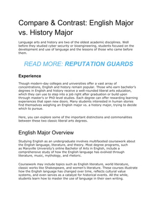 Compare & Contrast English Major vs History Major | PDF