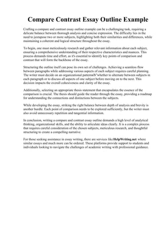 Compare Contrast Essay Outline Example | PDF