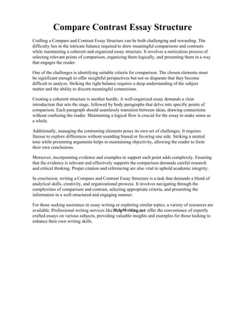 Compare Contrast Essay Structure | PDF