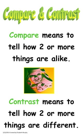 Compare & contrast comprehension skill poster | PDF | Free Download