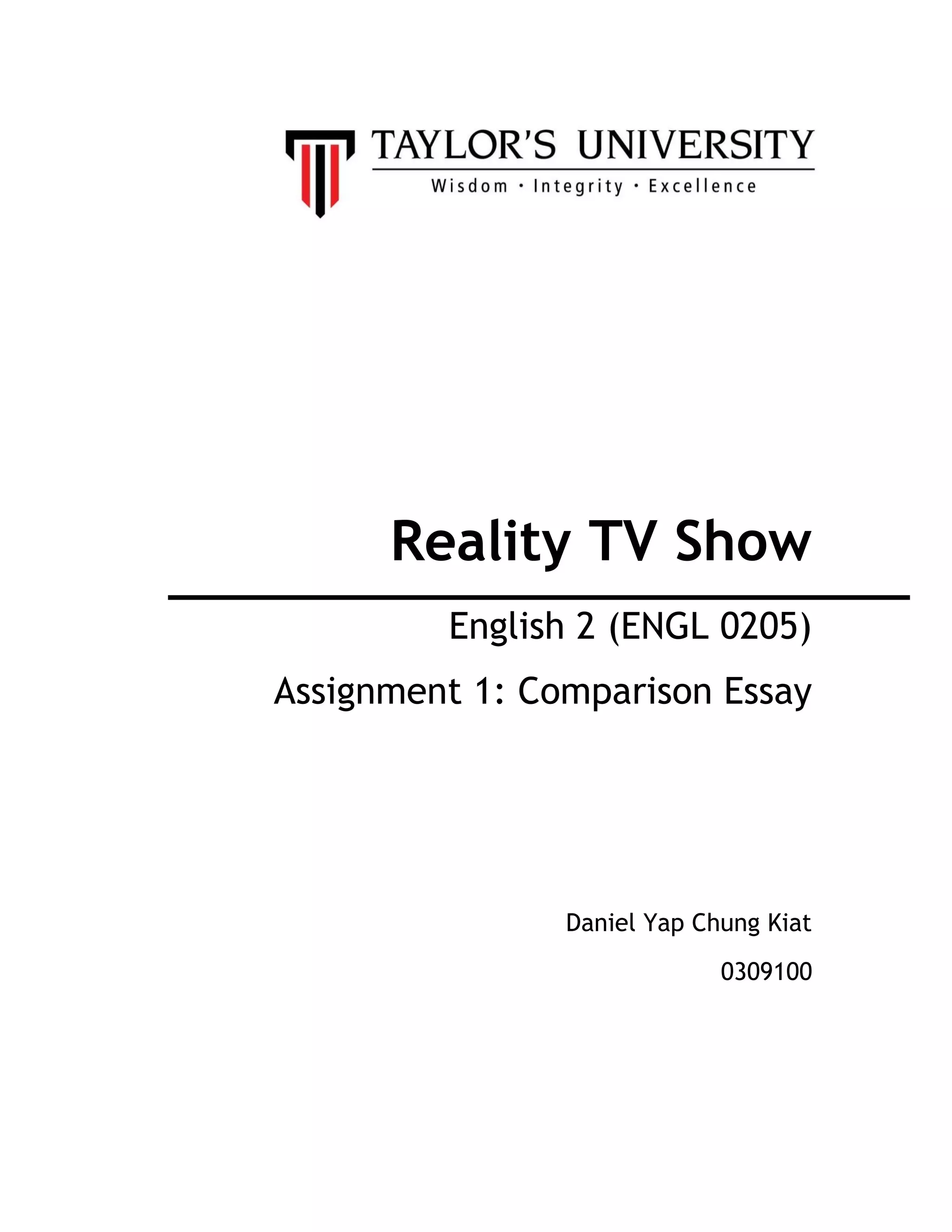 Compare essay | PDF | Reality TV | Genres
