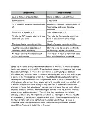 Compare french and american schools | PAGES