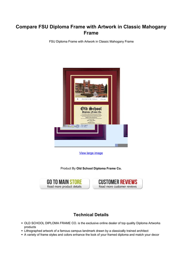 Compare fsu diploma frame with artwork in classic mahogany frame | PDF