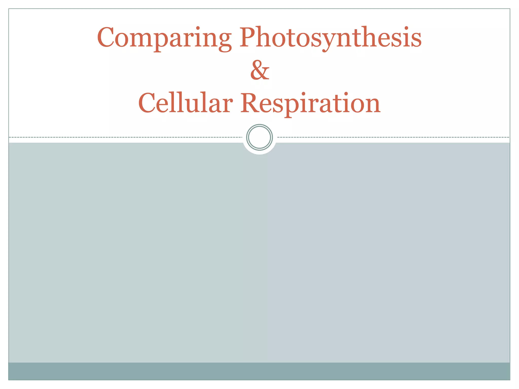 Comparing Photosynthesis & Cellular Respiration | PPTX