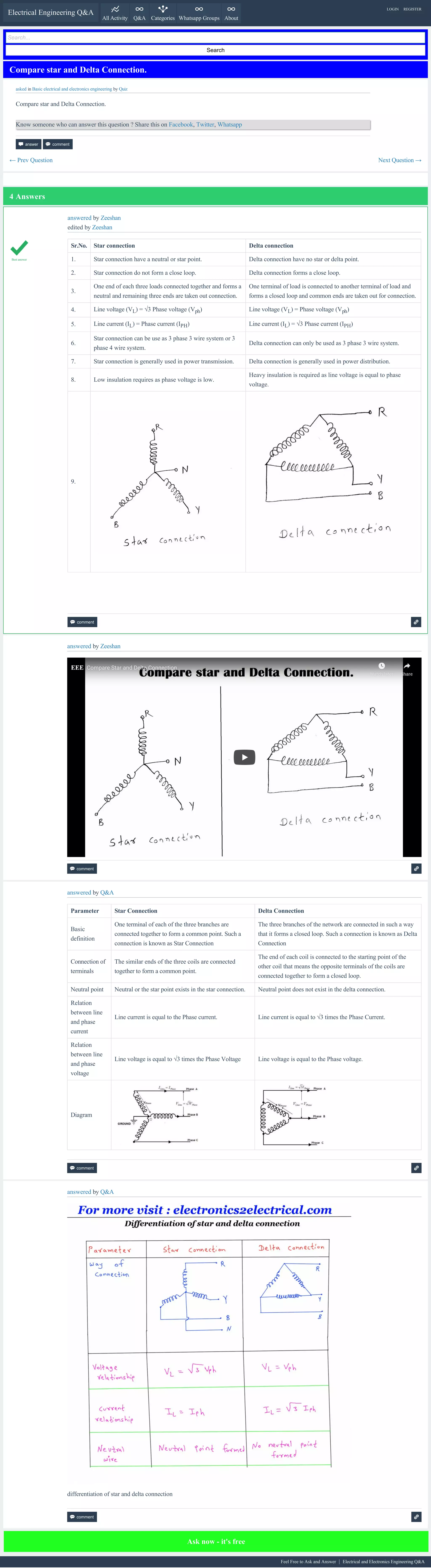 Compare star and delta connection. electrical engineering q a | PDF