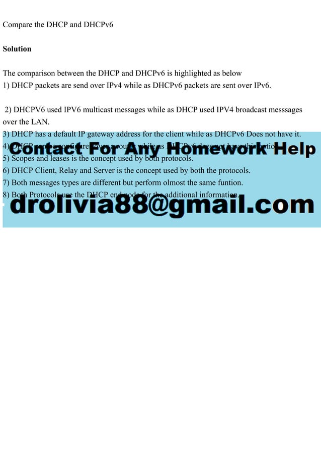 Compare the DHCP and DHCPv6SolutionThe comparison between the .pdf