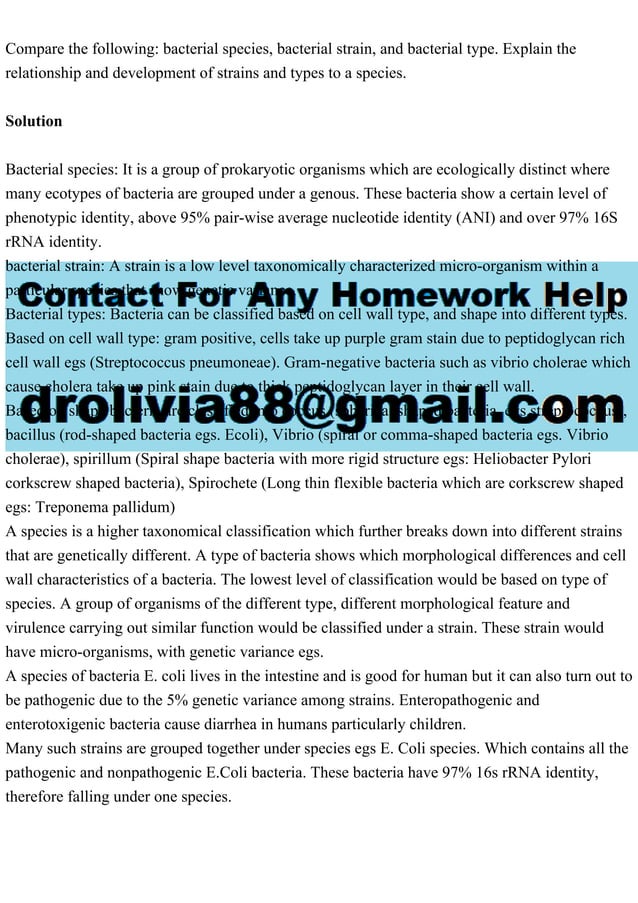 Compare the following bacterial species, bacterial strain, and bact.pdf