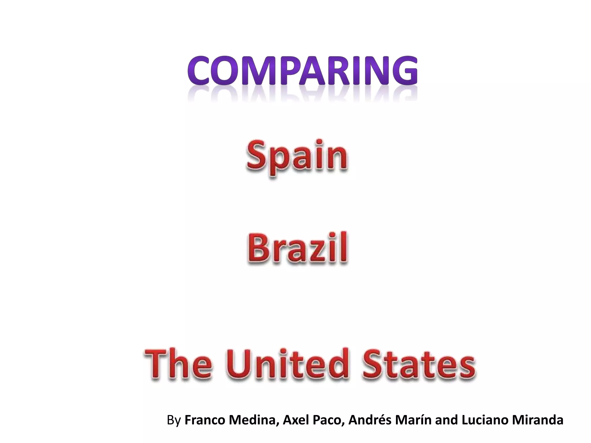 Comparing countries: Spain Brazil USA | PPTX