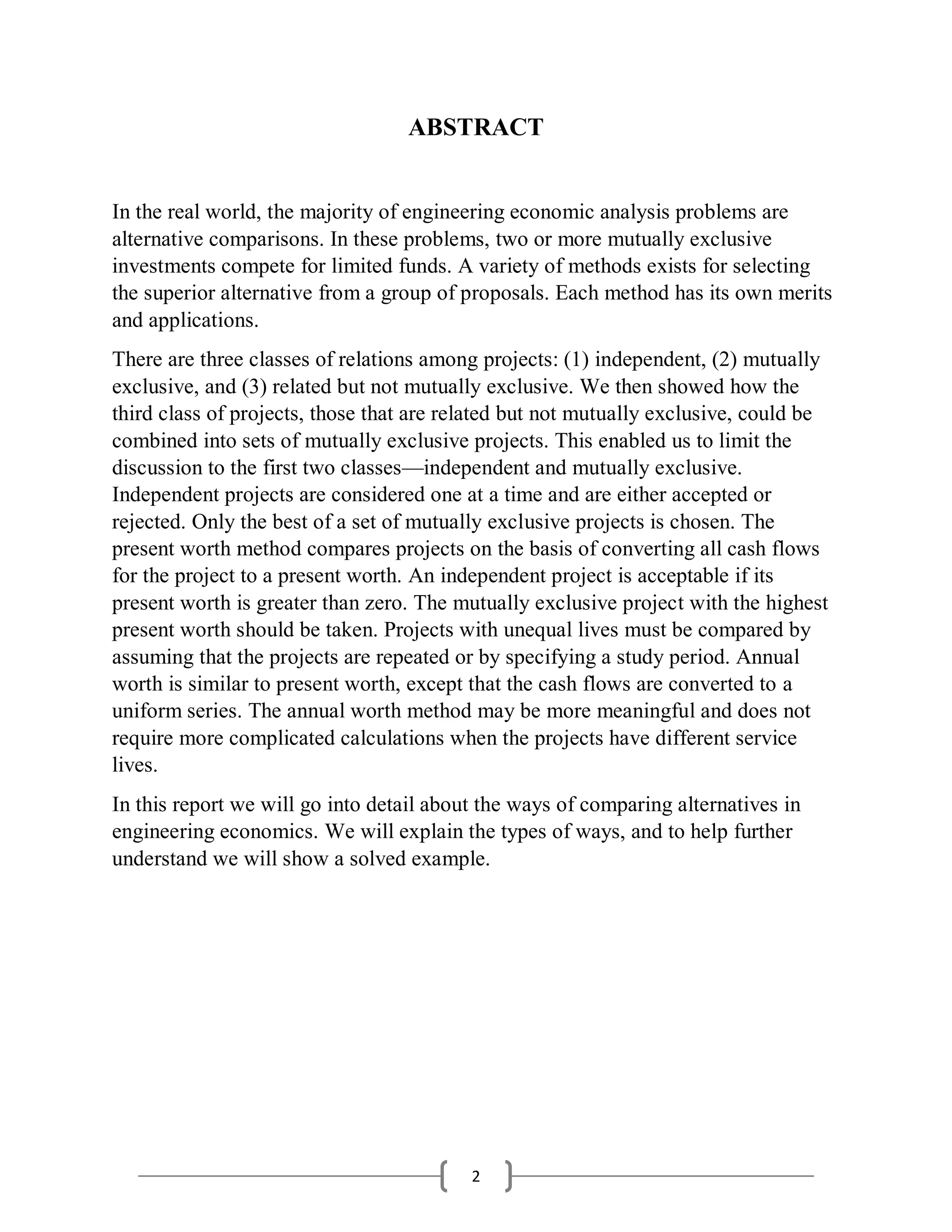 Comparing alternatives in Engineering Economics and Management | PDF Comparing alternatives in Engineering Economics and Management | PDF