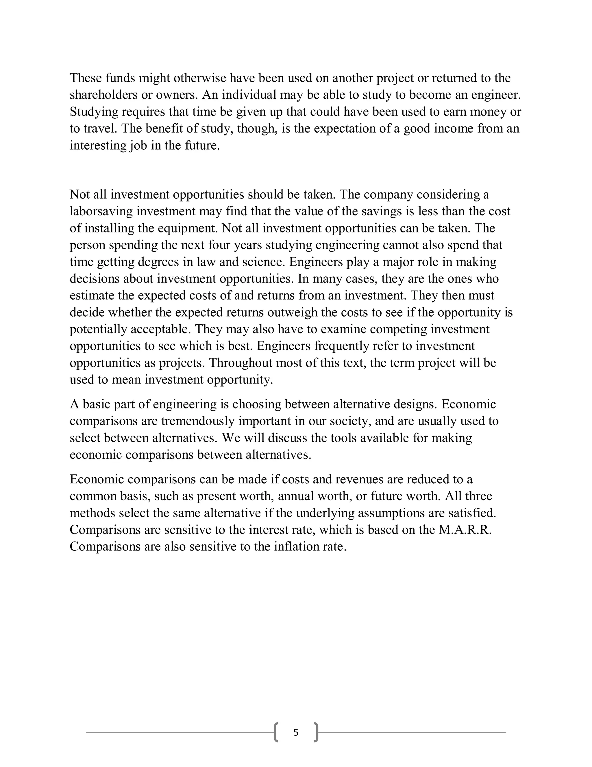 Comparing alternatives in Engineering Economics and Management | PDF Comparing alternatives in Engineering Economics and Management | PDF
