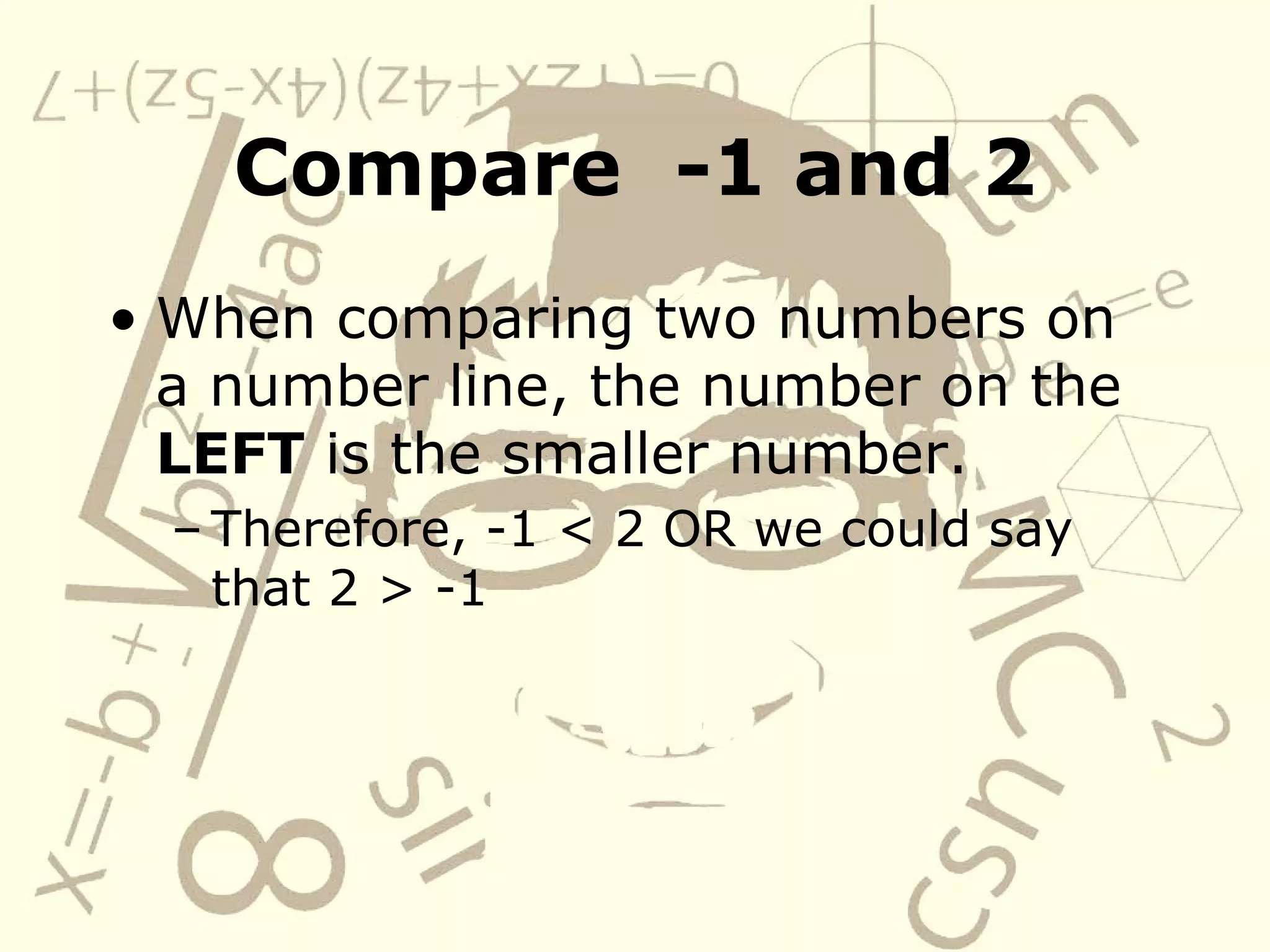 Comparing and Ordering Integers | PPT