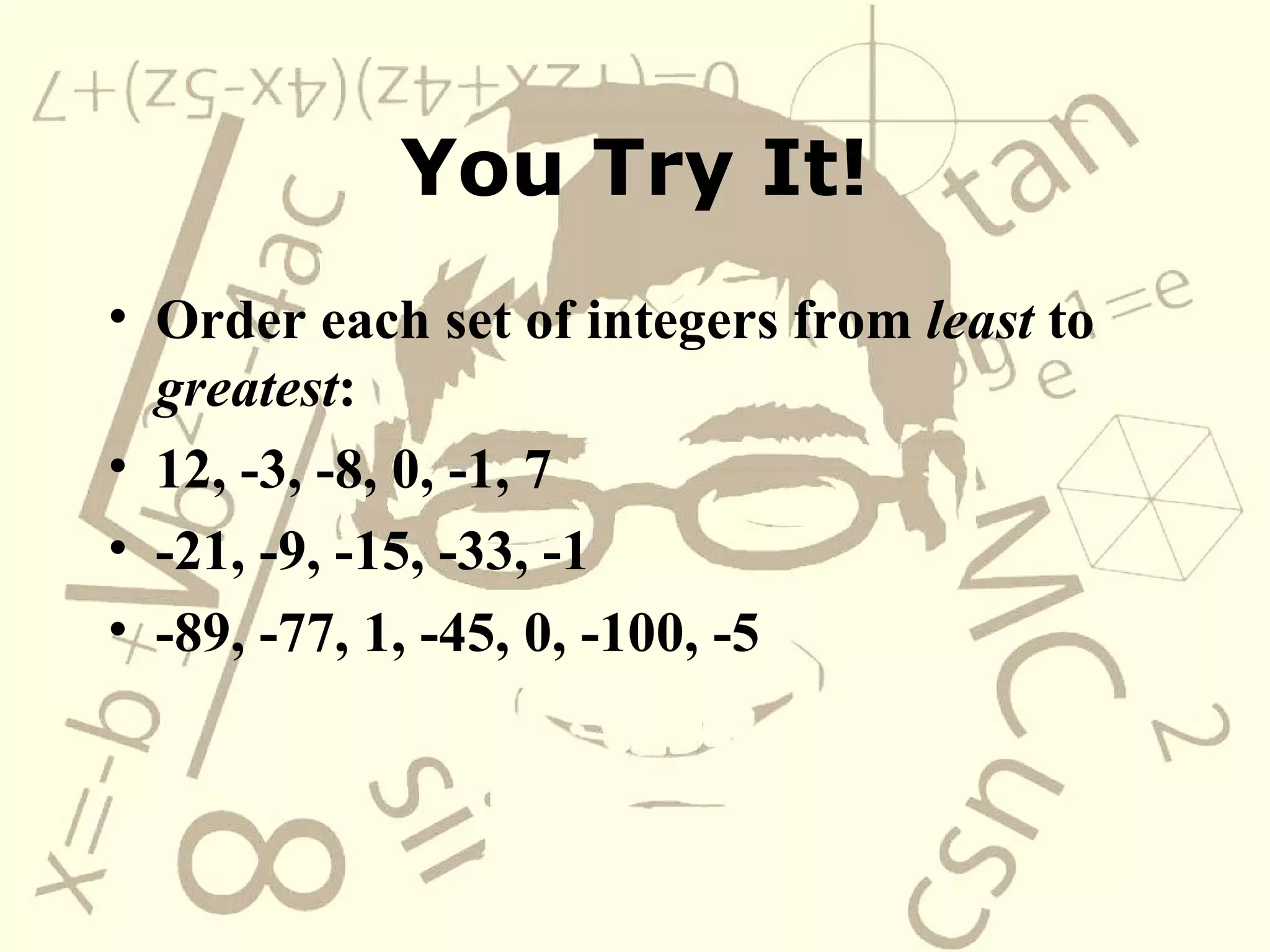 Comparing and Ordering Integers | PPT