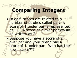 Comparing and Ordering Integers | PPT