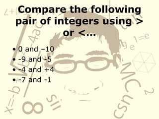 Comparing and Ordering Integers | PPT