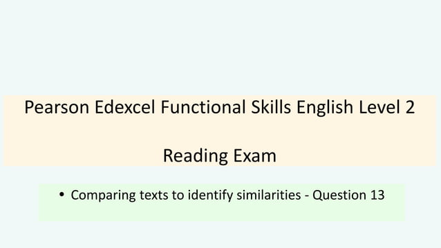 FS English Level 2 - June 17, 2023 (Reading: Comparing texts to ...