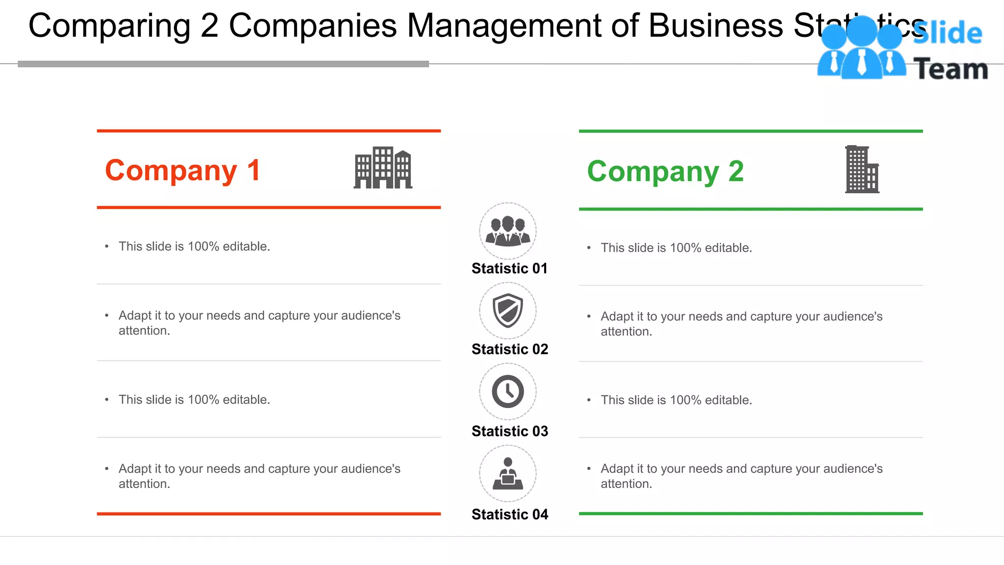 Comparing 2 Companies Management Of Business Statistics Ppt Slides | PPT