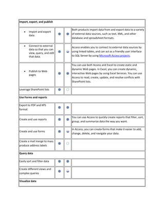 Comparing access and excel | PDF
