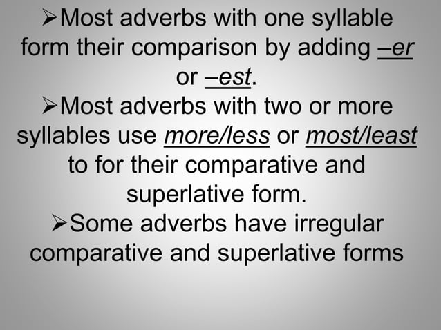 Comparing adverbs | PPTX | Education