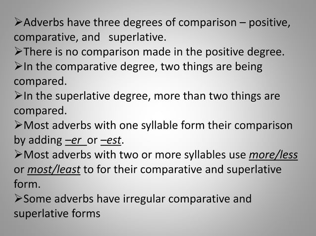 Comparing adverbs | PPTX | Education
