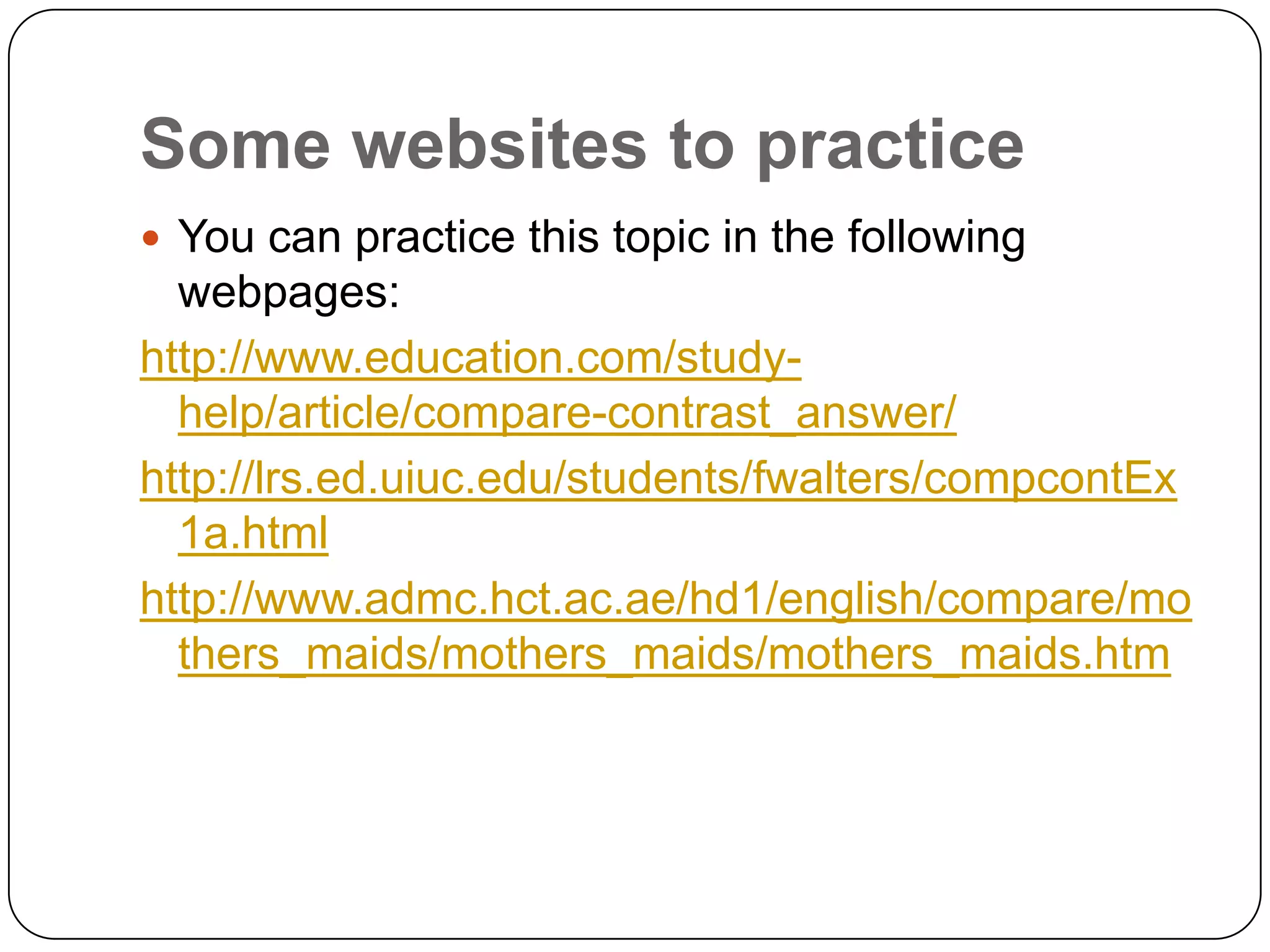 Comparing and contrasting | PPT