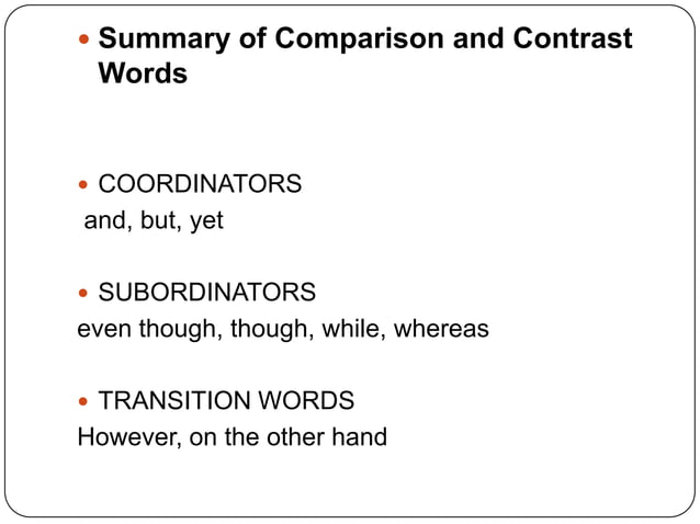 Comparing and contrasting | PPT
