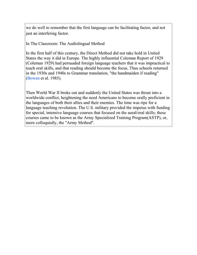 Comparing and contrasting first and second language acquisition | DOC