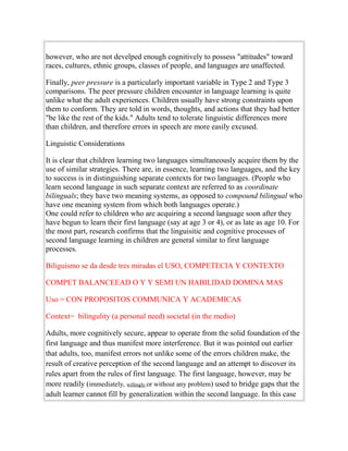 Comparing and contrasting first and second language acquisition | DOC