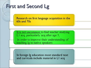Comparing and contrasting first and second language acquisition john | PPT