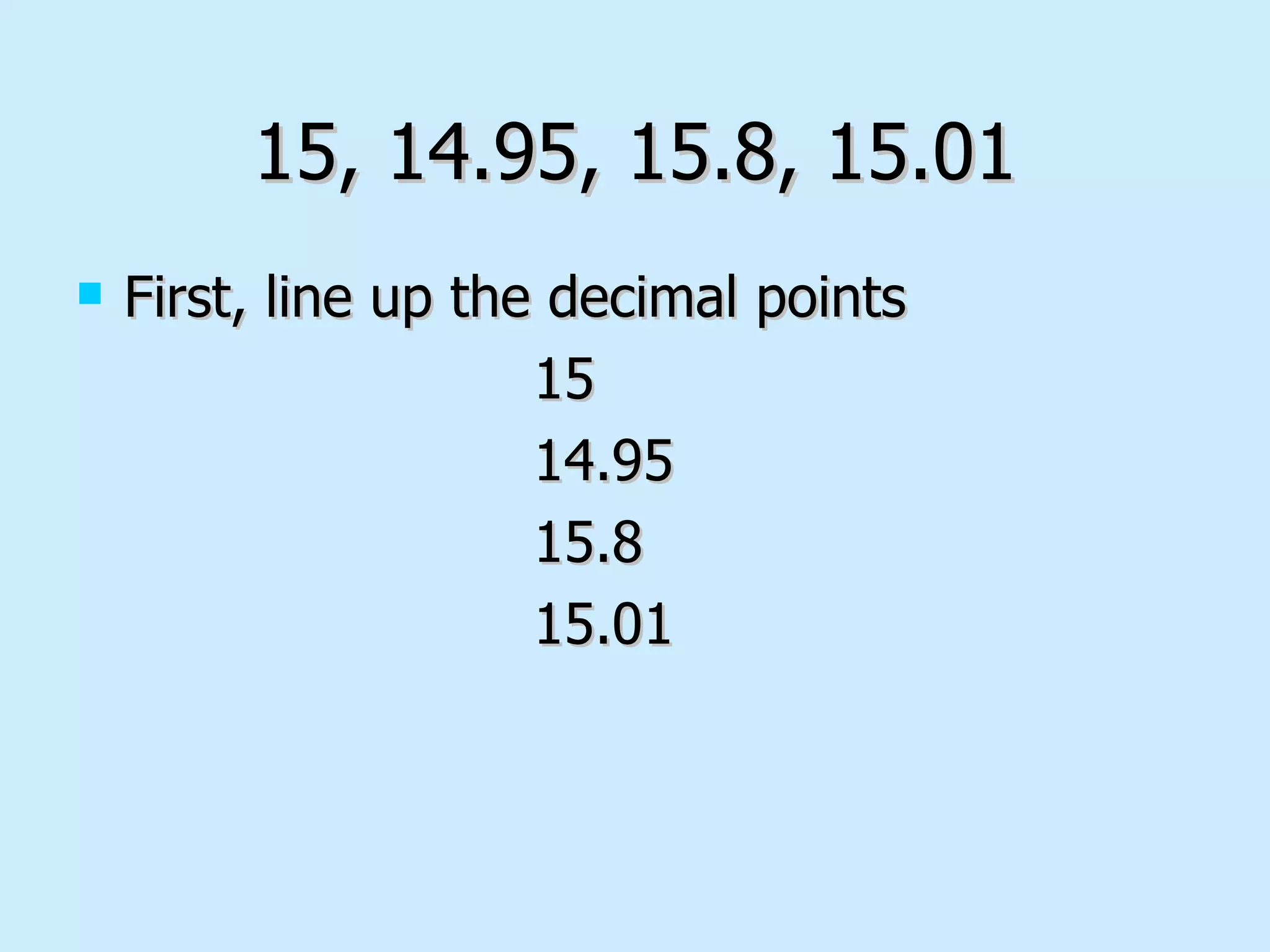 Comparing And Ordering Decimals | PPT