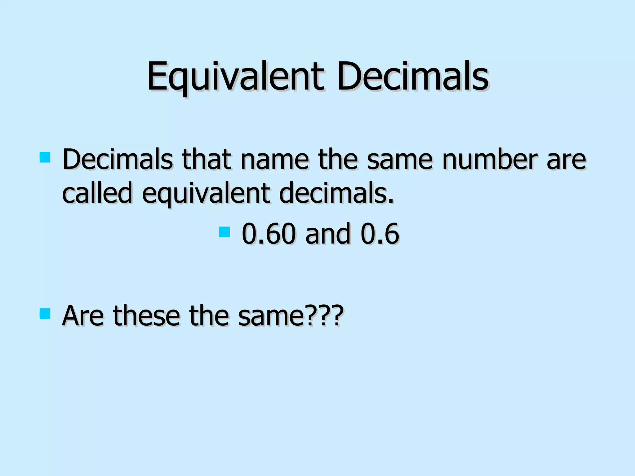 Comparing And Ordering Decimals | PPT