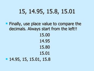 Comparing And Ordering Decimals | PPT