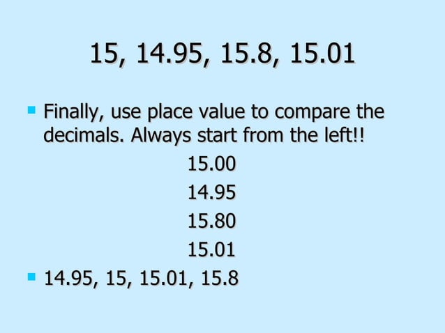 Comparing And Ordering Decimals | PPT