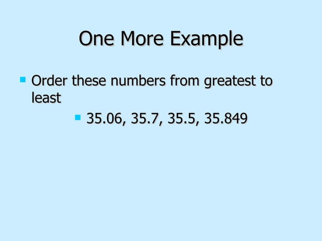 Comparing And Ordering Decimals | PPT