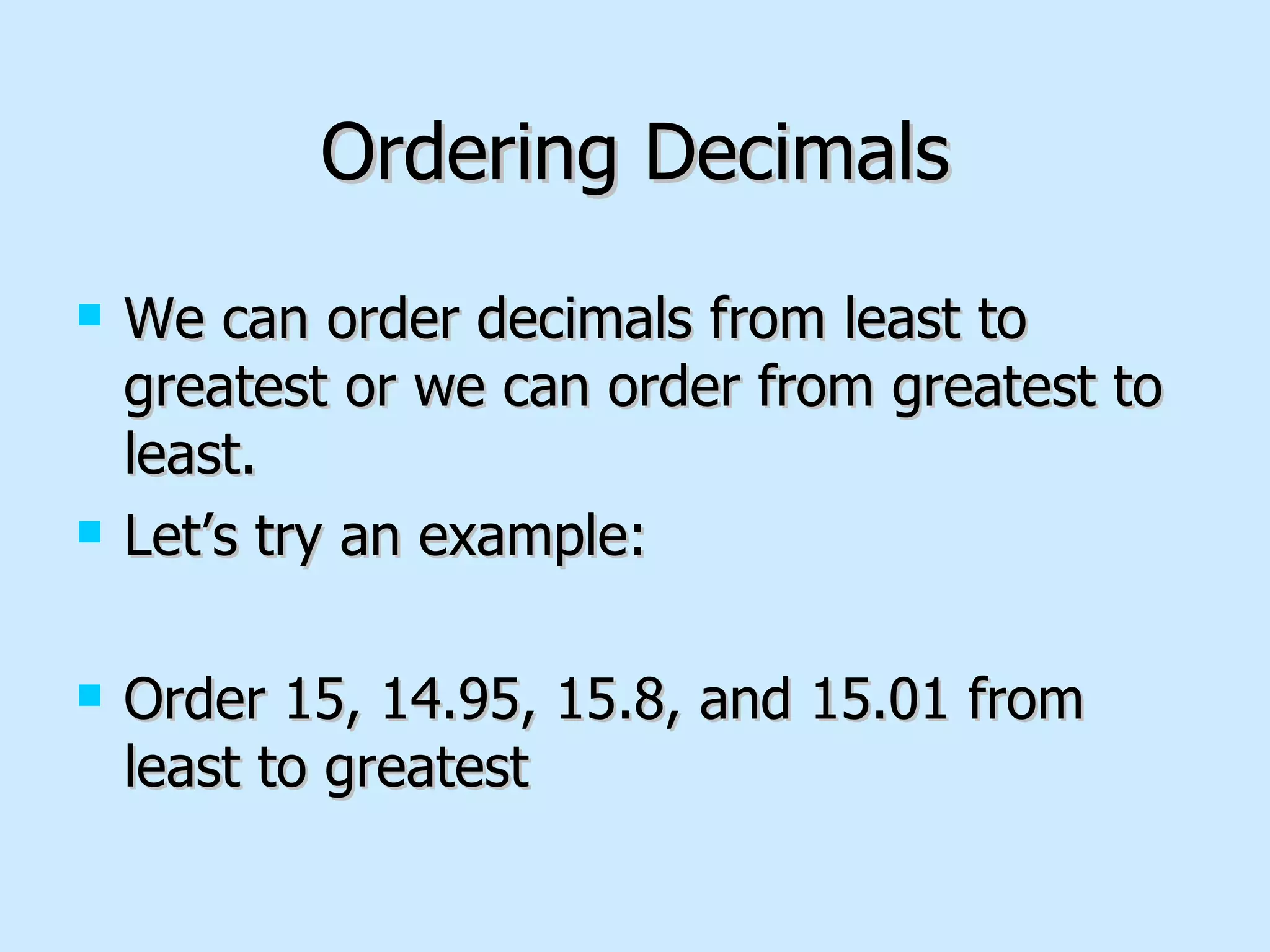 Comparing and ordering_decimals | PPT